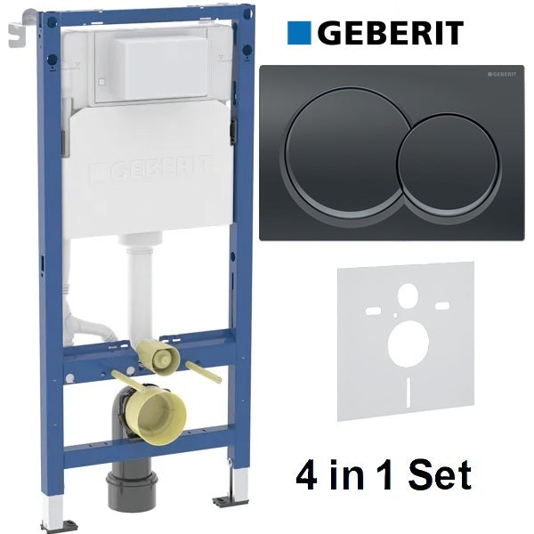 Geberit Alpha 01 Duofix 1.12 Wc Frame Concealed Cistern Black Chrome P