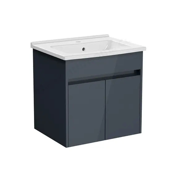 Anas 600mm Wall Hung Vanity Unit With Basin 2 Door Anthracite High Glo