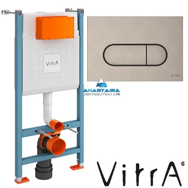 Vitra V-fix Front Concealed Cistern Wc Frame Brushed Nickel Flush Plat