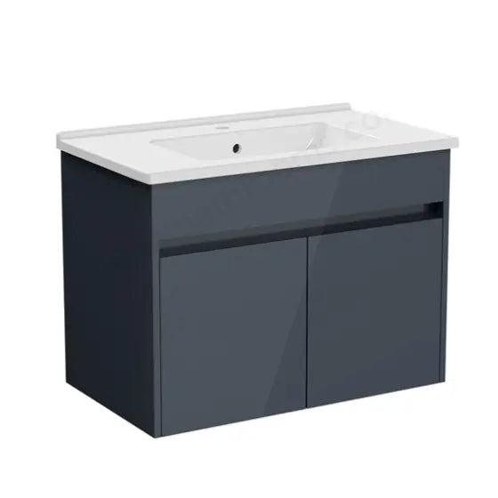 Anas 800mm Wall Hung Vanity Unit With Basin 2 Door Anthracite High Glo