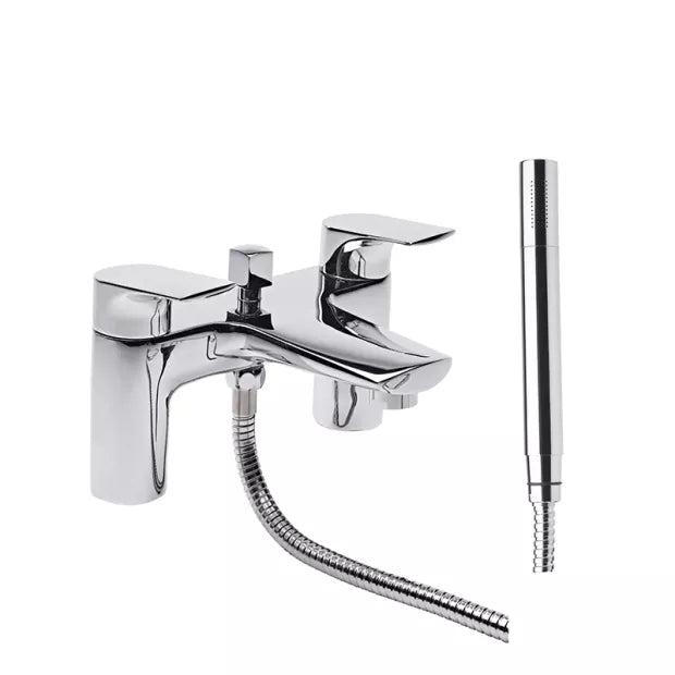 Tavistock Strike 2 Tap Hole Deck Mounted Bath Shower Mixer With Handse