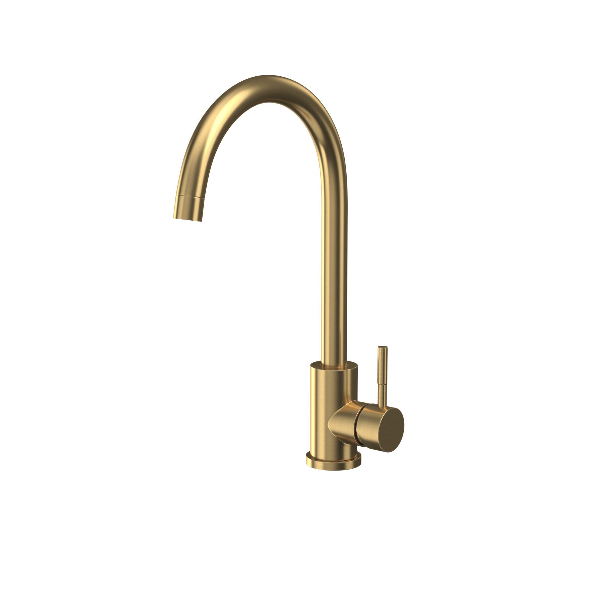 Scudo Manhattan 1 Tap Hole Single Lever Kitchen Mixer Tap Brushed Bras