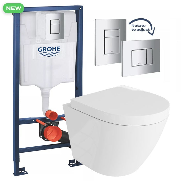 Anas Rimless Wall Hung Pan Soft Close Seat Grohe Wc Frame Concealed ci
