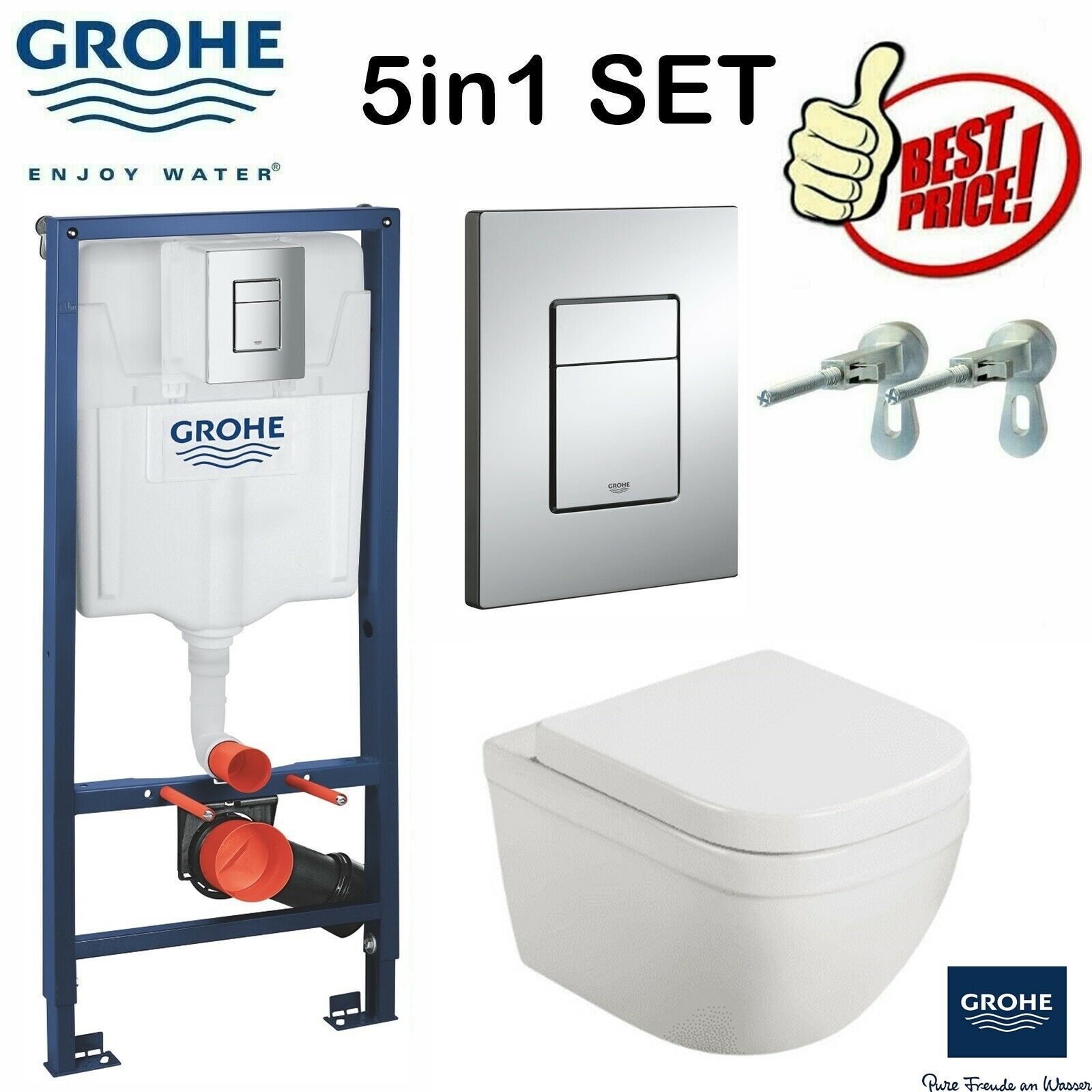 Grohe Concealed Cistern Wc Frame With Grohe Euro Rimless Wall Hung Toi