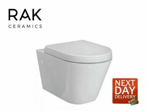 RAK CERAMICS RESORT RIMLESS WALL HUNG TOILET PAN SOFT CLOSE SEAT