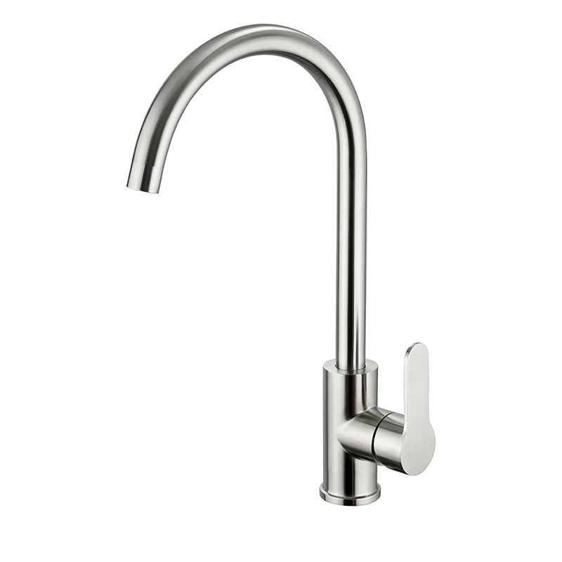 JTP Inox Round Kitchen Sink Mixer Tap Single Lever Swivel Spout - Stai